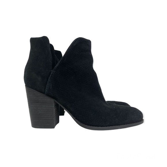 Splendid | Shoes | Splendid Black Suede Booties Chunky Heel Slip On ...